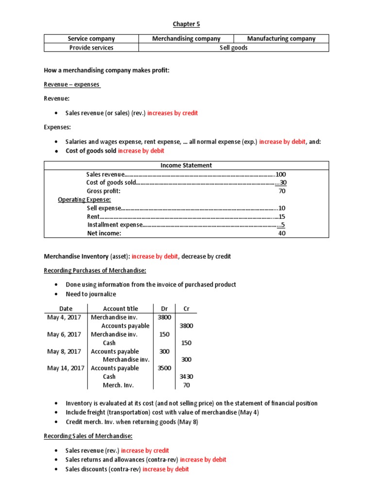Chapter 5 | PDF | Debits And Credits | Cost Of Goods Sold