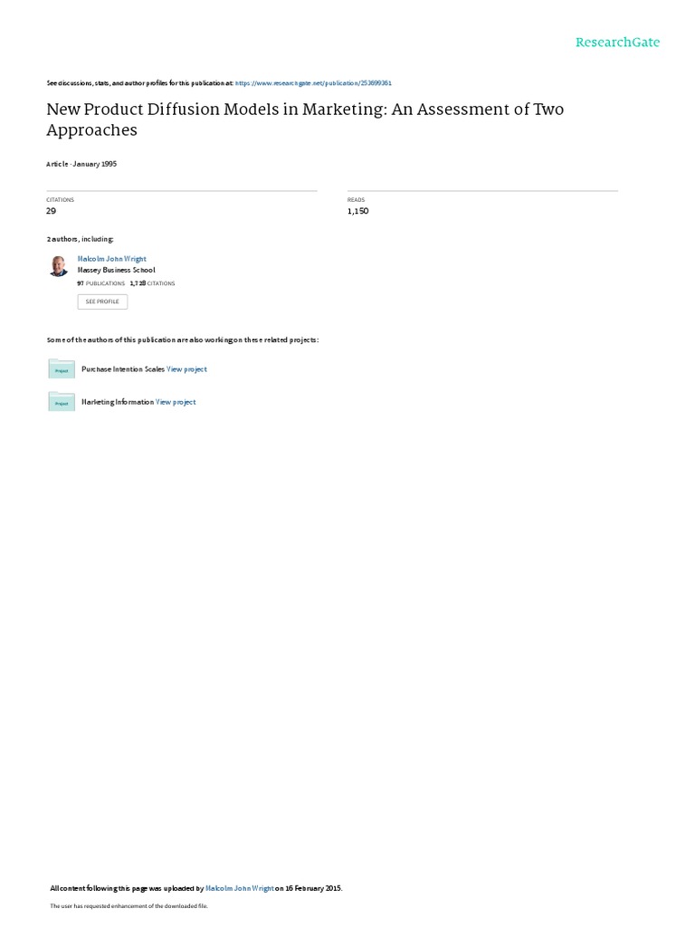 New Product Diffusion Models in Marketing An Asses | PDF | Innovation ...