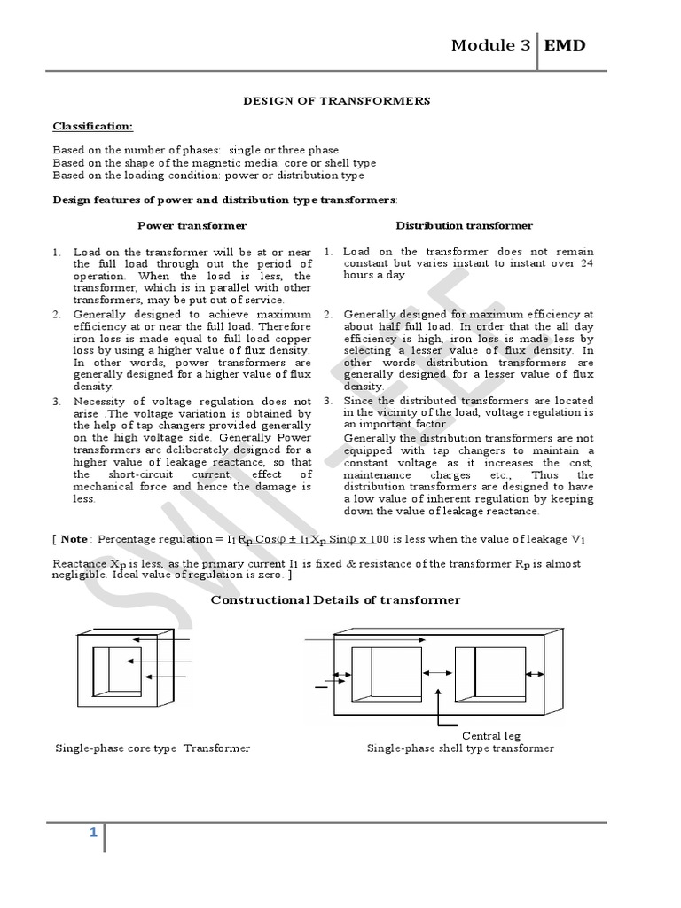 Electric Machine Design (Module-3) | PDF | Transformer | Inductor