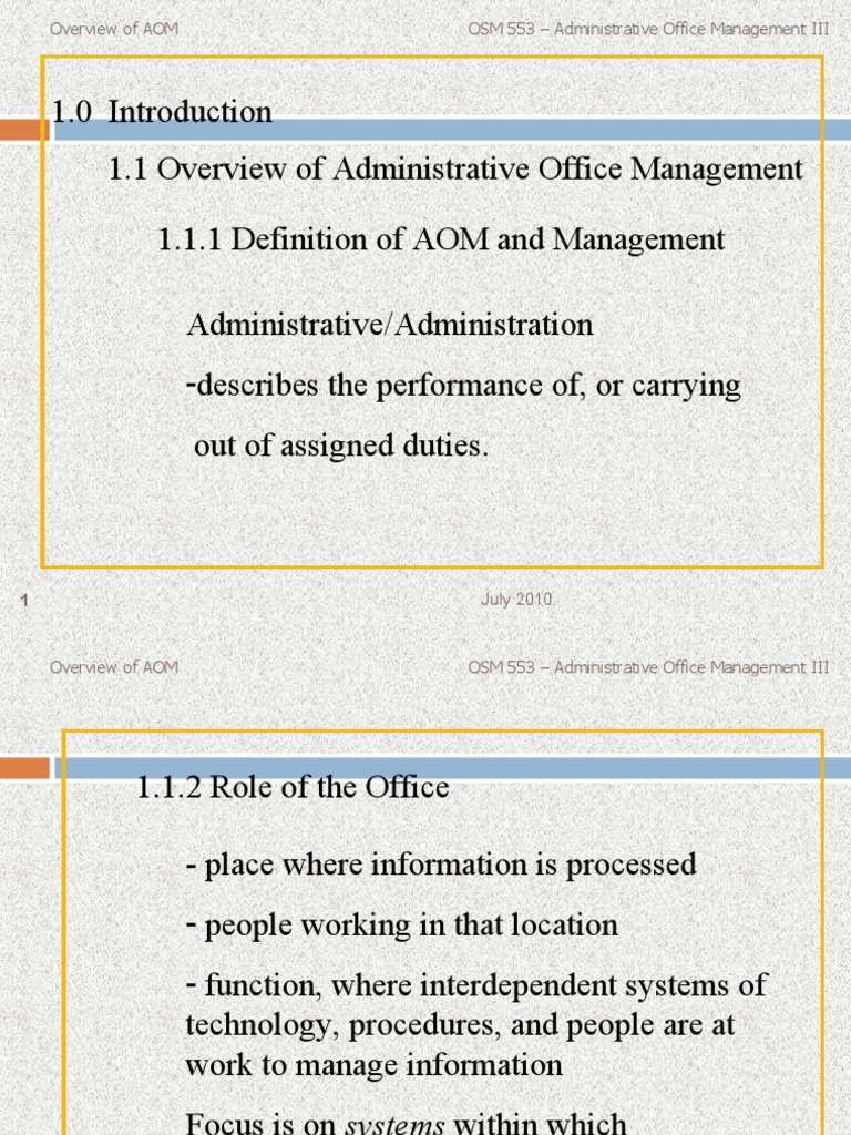 1.1 Overview of Administrative Office Management | PDF | Business ...