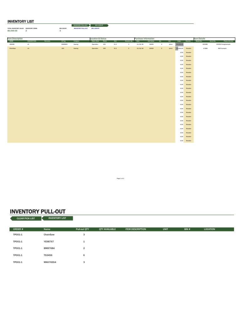 Inventory List: Inventory Pull-Out Bin Lookup | PDF | Computing