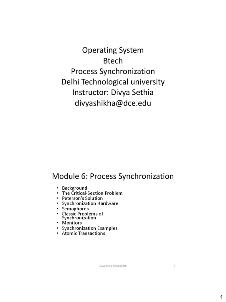 Process Synchronization Pdf Synchronization Information Technology