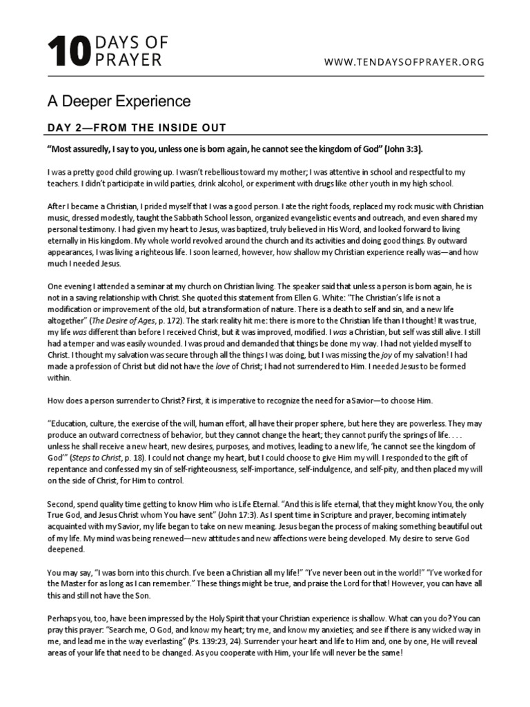 G 2019 Day 2 From The Inside Out | PDF | Prayer | Born Again