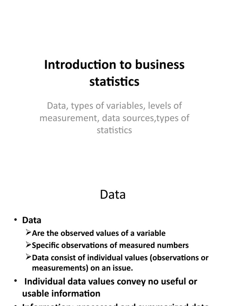 Business Statistics Basics | PDF | Level Of Measurement | Categorical Variable