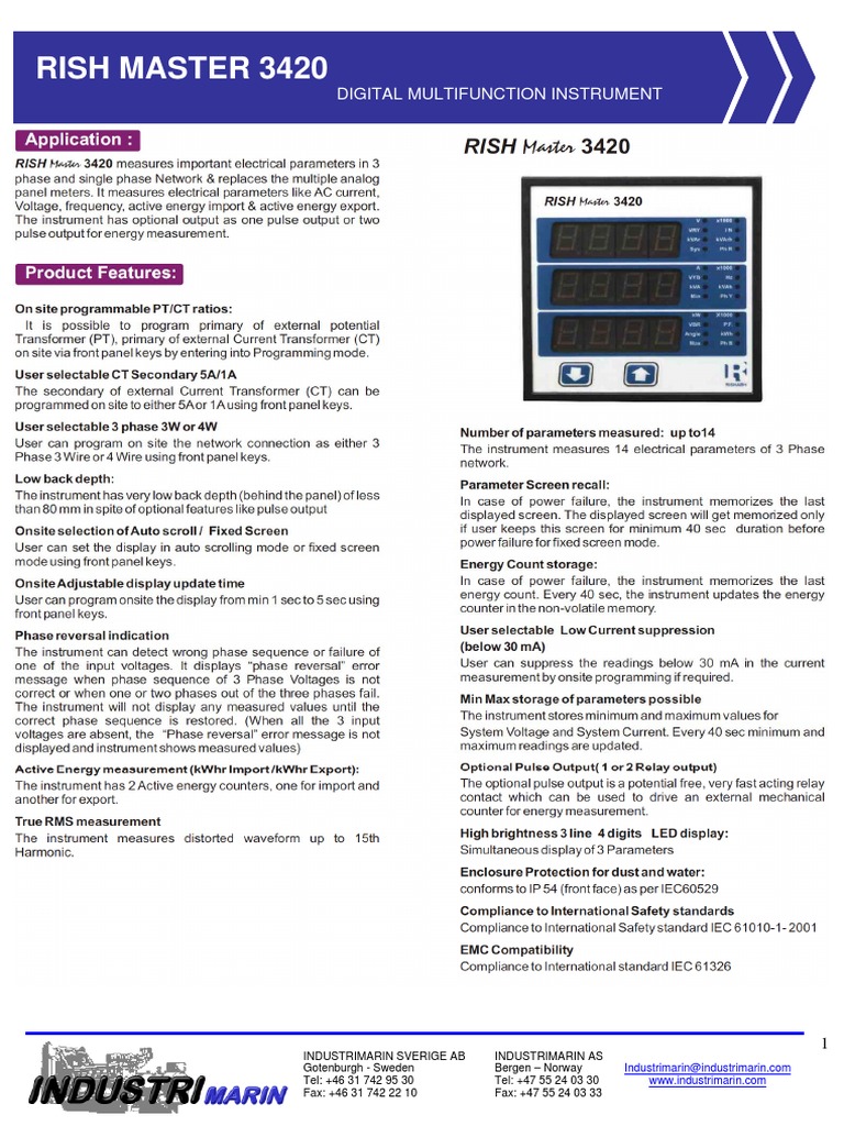 Rish Master 3420: Digital Multifunction Instrument | PDF