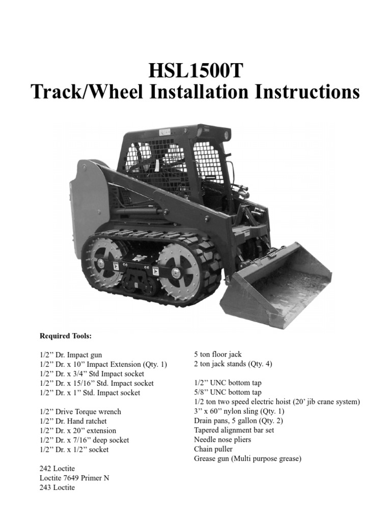 HSL1500T Track/Wheel Installation Instructions: Required Tools | PDF ...