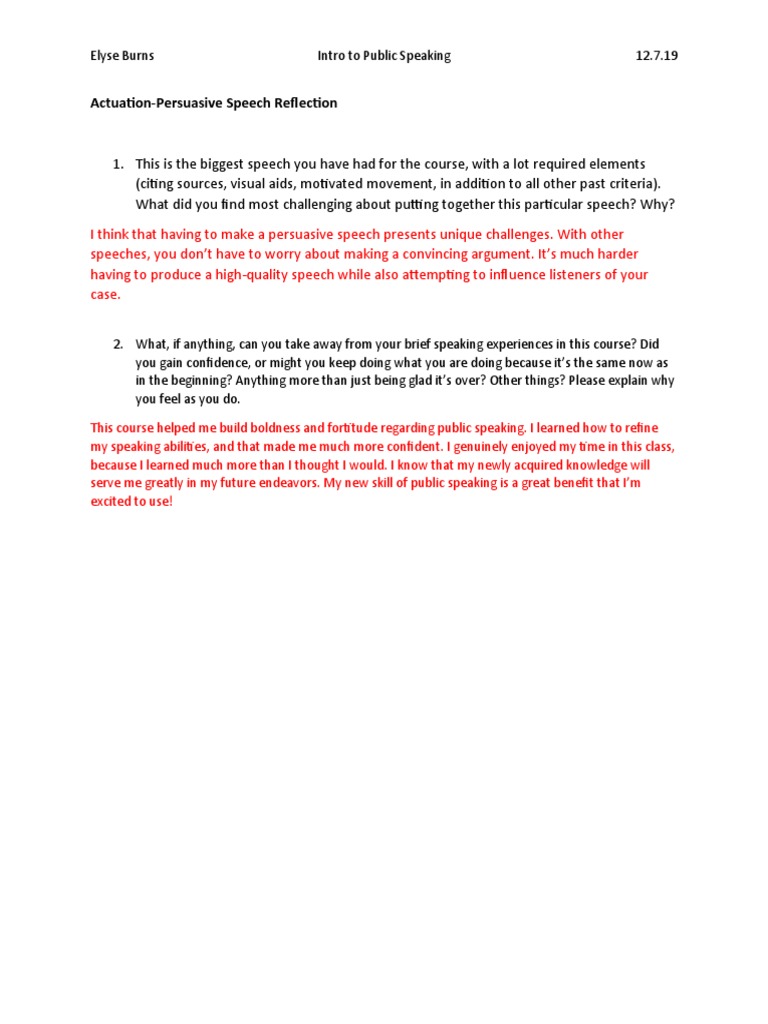 Actuation-Persuasive Speech Reflection | PDF | Self-Improvement