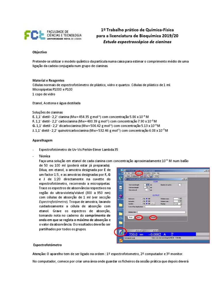 Estudo Espectroscópico de Cianinas | PDF | Espectro | Solução
