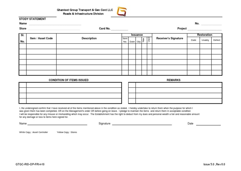 GTGC-RID-OP-FRM-10 Personal Custody Statement PDF | PDF | Economies ...