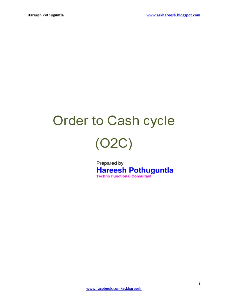 Order To Cash Cycle O2C | PDF