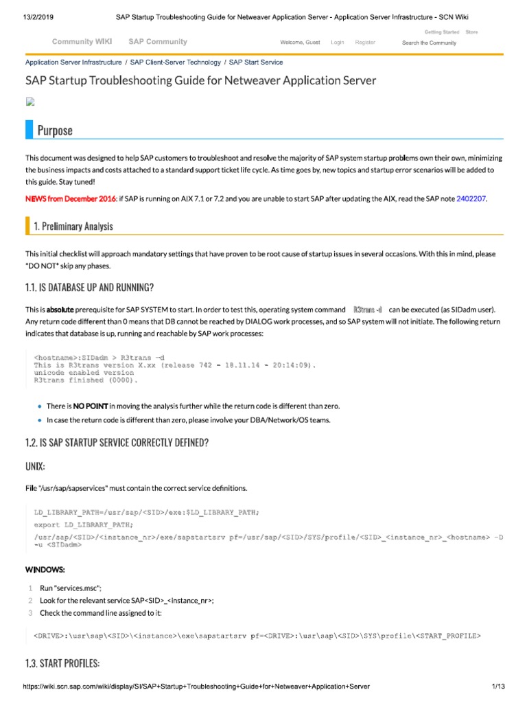 SAP Startup Troubleshooting Guide | PDF
