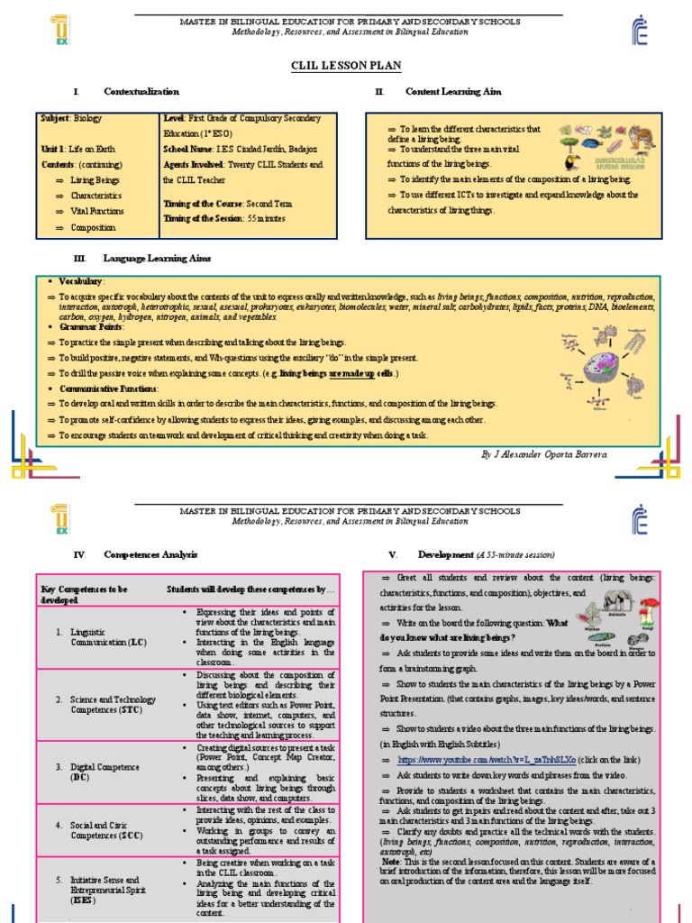 CLIL Lesson Plan-Alexander | PDF | Life | Reading Comprehension