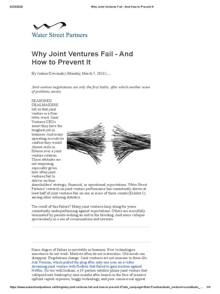 Why Joint Ventures Fail - and How To Prevent It | PDF | Joint Venture ...