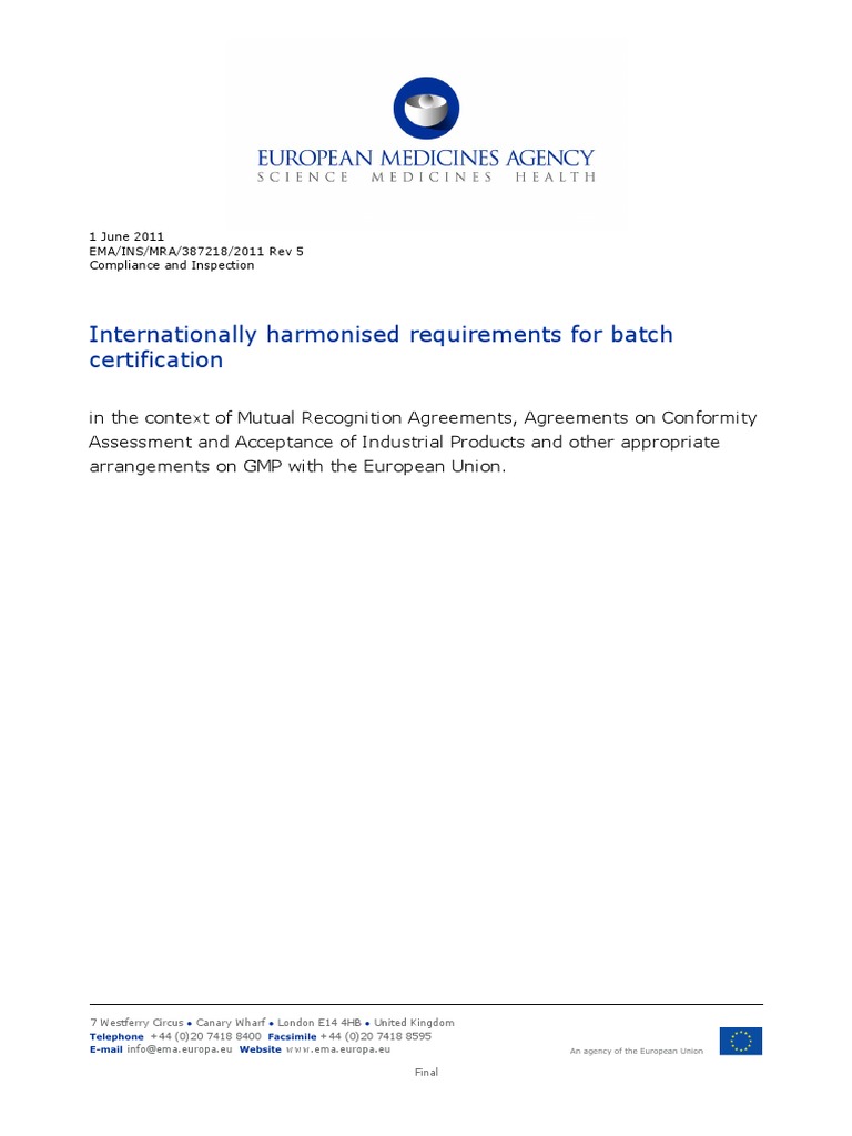 Batch Certification Requirements for GMP | PDF | Specification ...