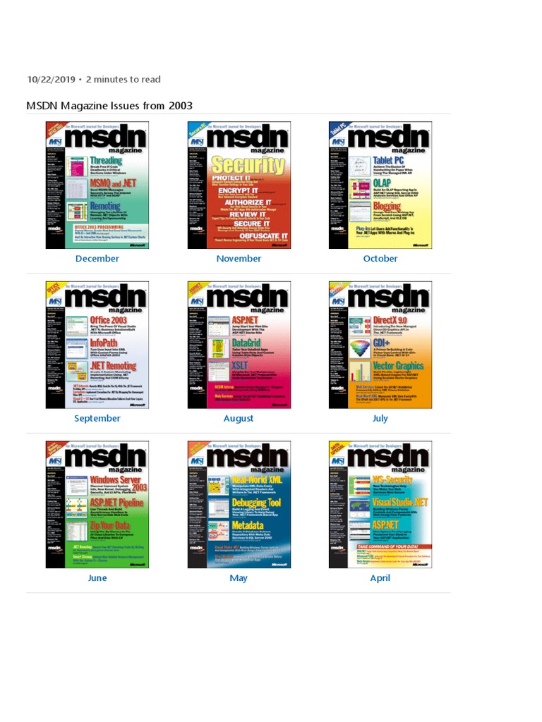 MSDN Magazine Issues From 2003 - Microsoft Docs | PDF