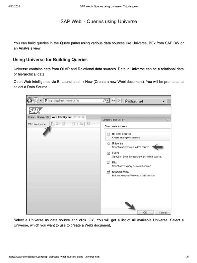 Sap Webi Queries Using Universe Pdf Pdf