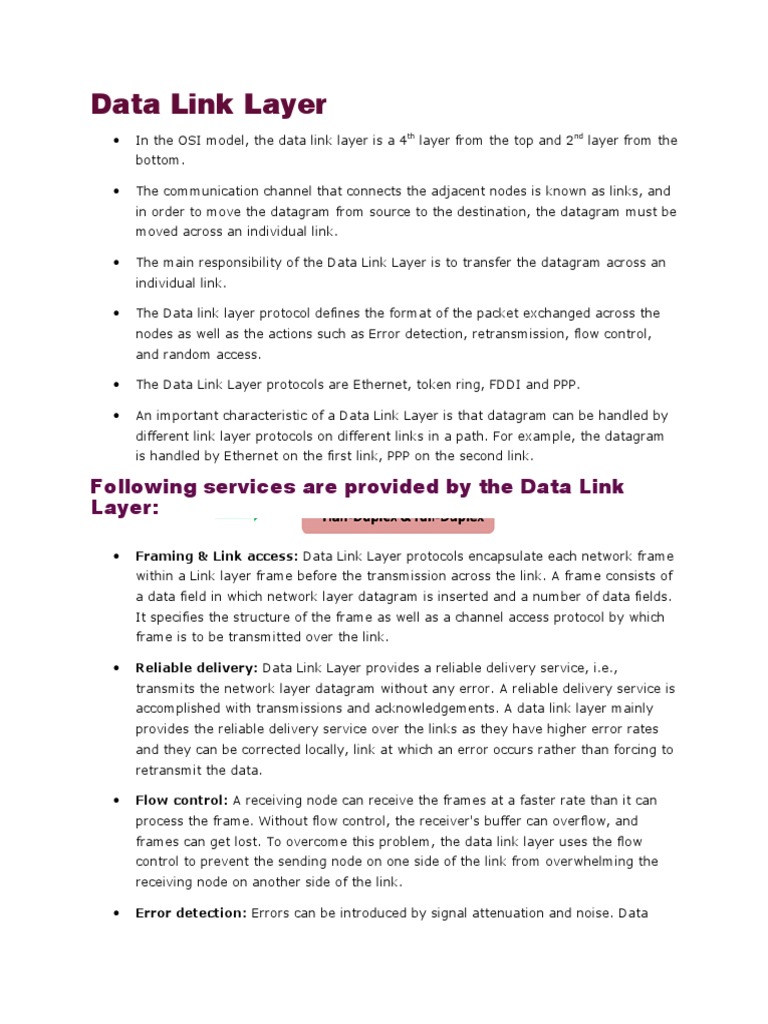Unit-5 Datalink Layer | PDF | Osi Model | Transmission Control Protocol