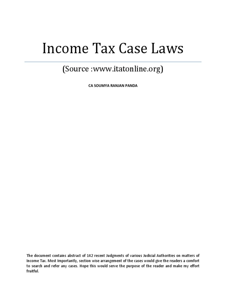 Recent Income Tax Case Laws | PDF | Expense | Tax Deduction