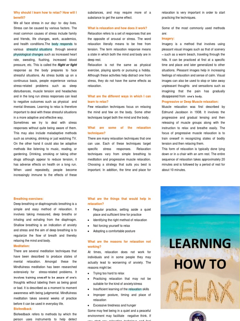 Learning How To Relax PDF | PDF | Relaxation (Psychology) | Mental Health