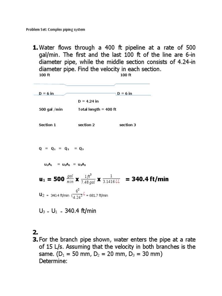 Ans Problem Set - Complex Piping | PDF | Mechanical Engineering | Mechanics