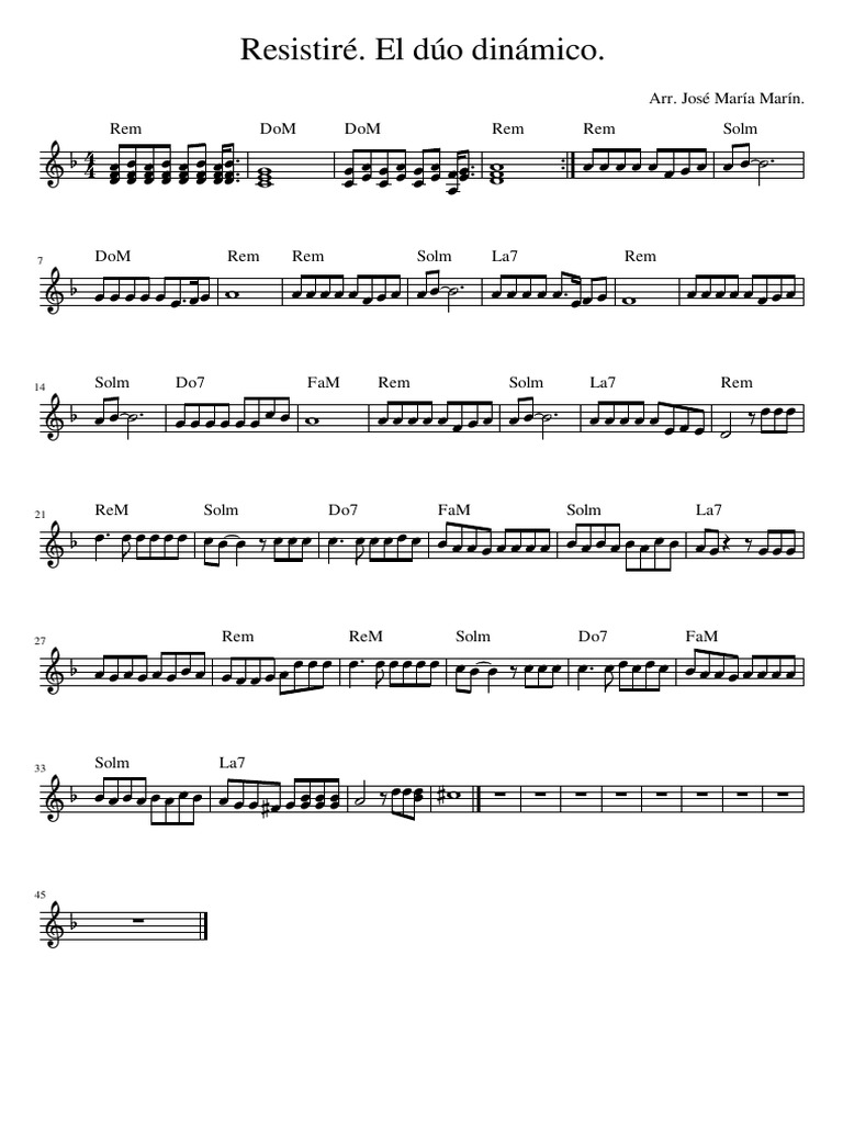 Partitura de "Resistiré" | PDF
