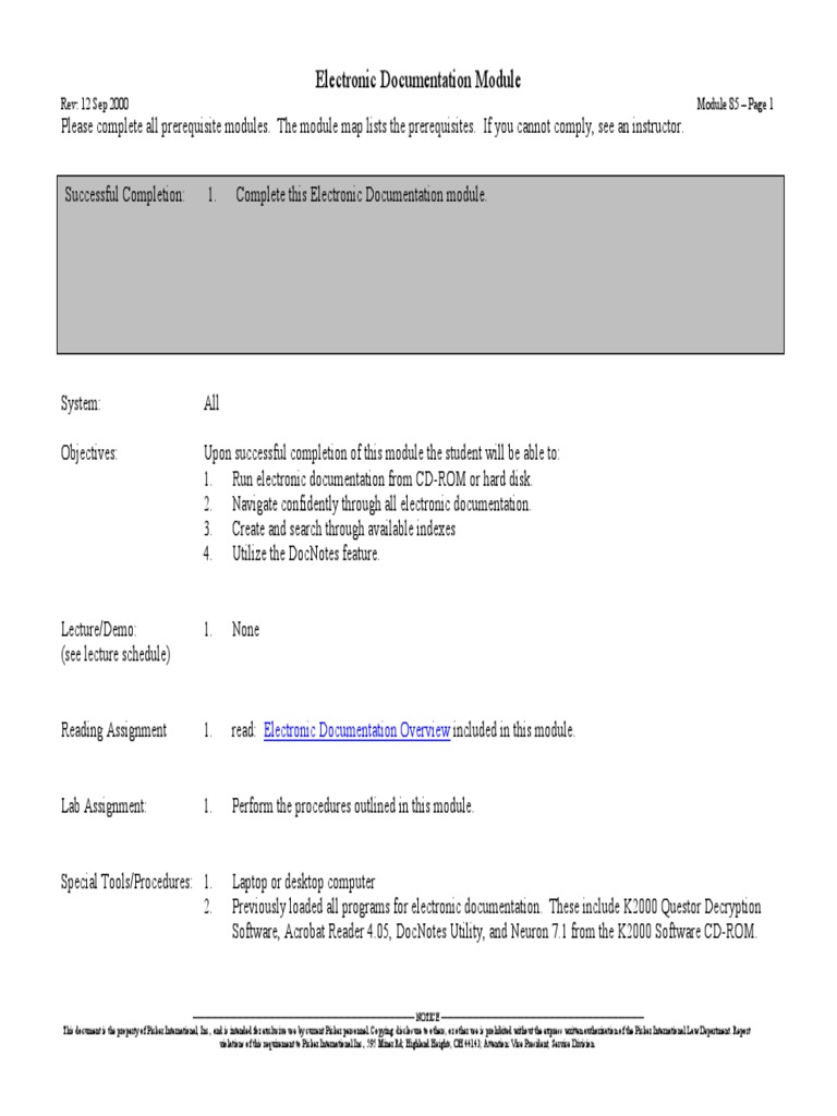 Electronic Documentation Module: Rev: 12 Sep 2000 Module 85 - Page 1 | PDF | Menu (Computing ...