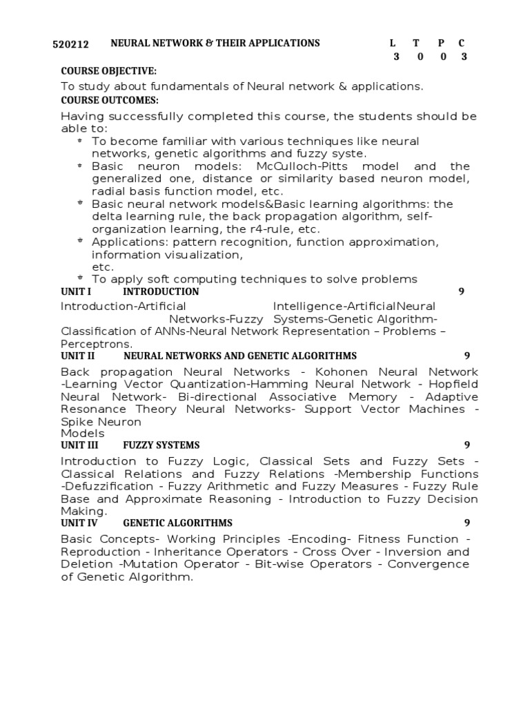 Neural Network and Their Applications | PDF | Fuzzy Logic | Genetic Algorithm