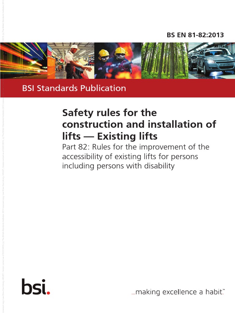 BS en 81.82.2013 PDF | PDF | Accessibility | Elevator