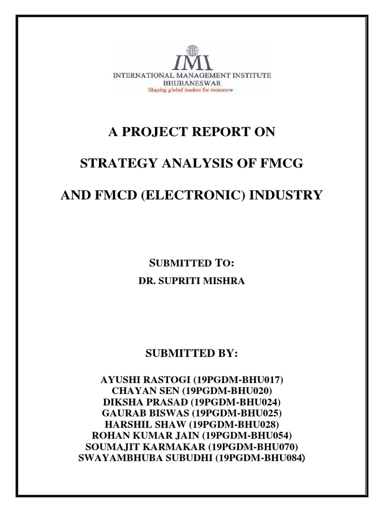 A Project Report On Strategy Analysis of FMCG and FMCD (Electronic ...