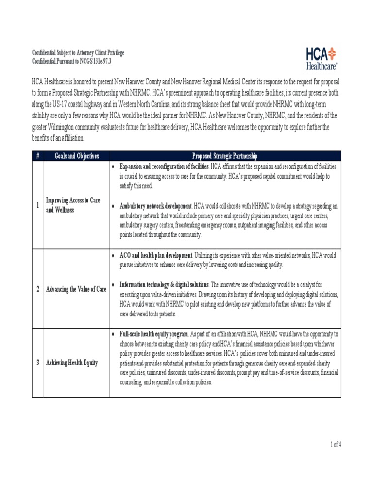 HCA Healthcare Executive Summary - NHRMC RFP | Financial Transaction ...