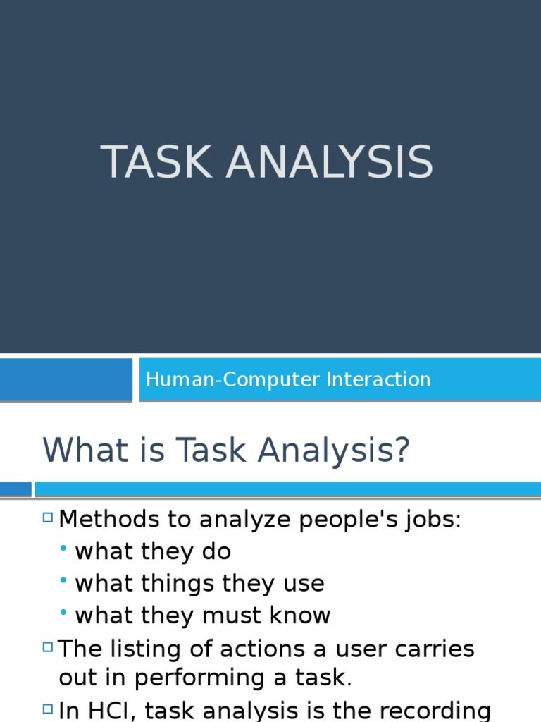 Task Analysis: Human-Computer Interaction | PDF | Human–Computer ...