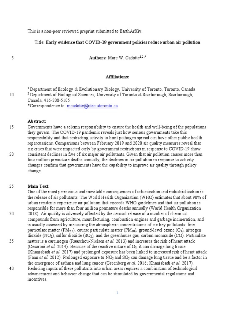 Authors: Marc W. Cadotte: Mcadotte@utsc - Utoronto.ca | PDF | Air ...
