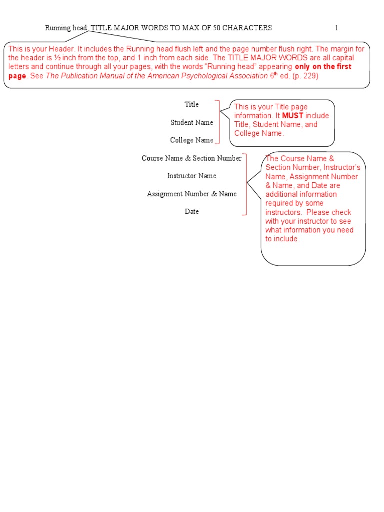 Running Head: Title Major Words To Max of 50 Characters 1 | PDF ...