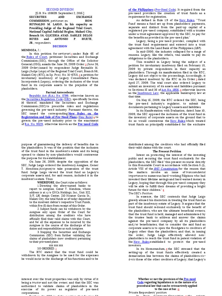 Pre-Need Cases | PDF | Trust Law | Trustee