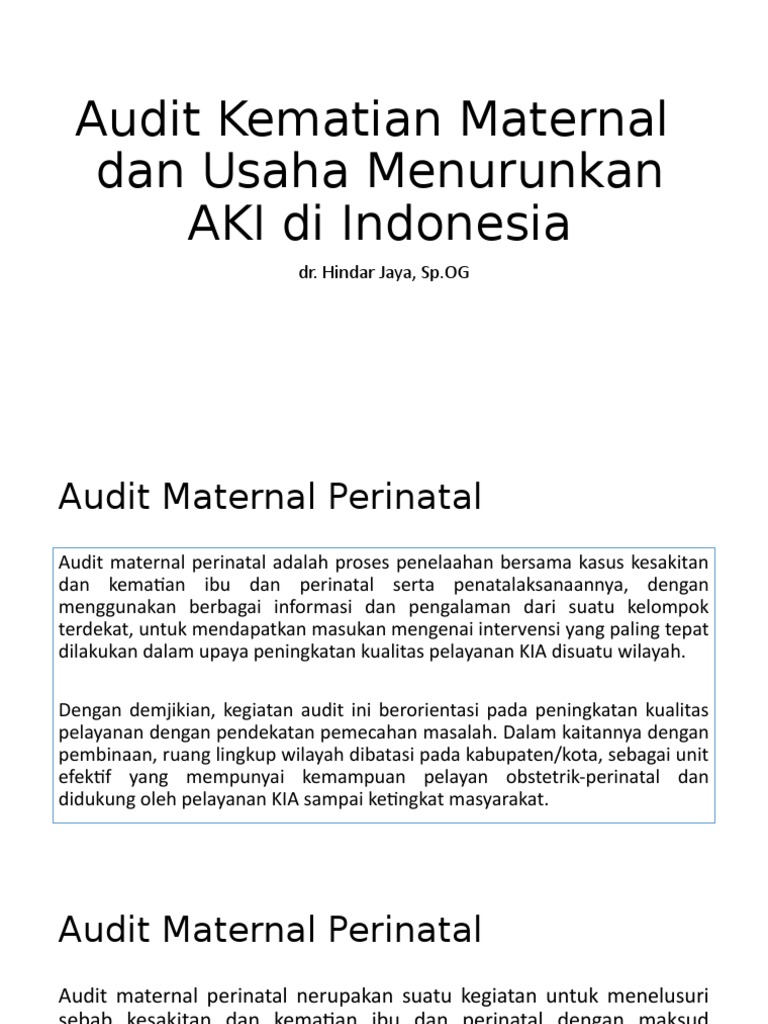 Audit Kematian Maternal di Indonesia | PDF | Bisnis | Pengelolaan Keuangan & Uang
