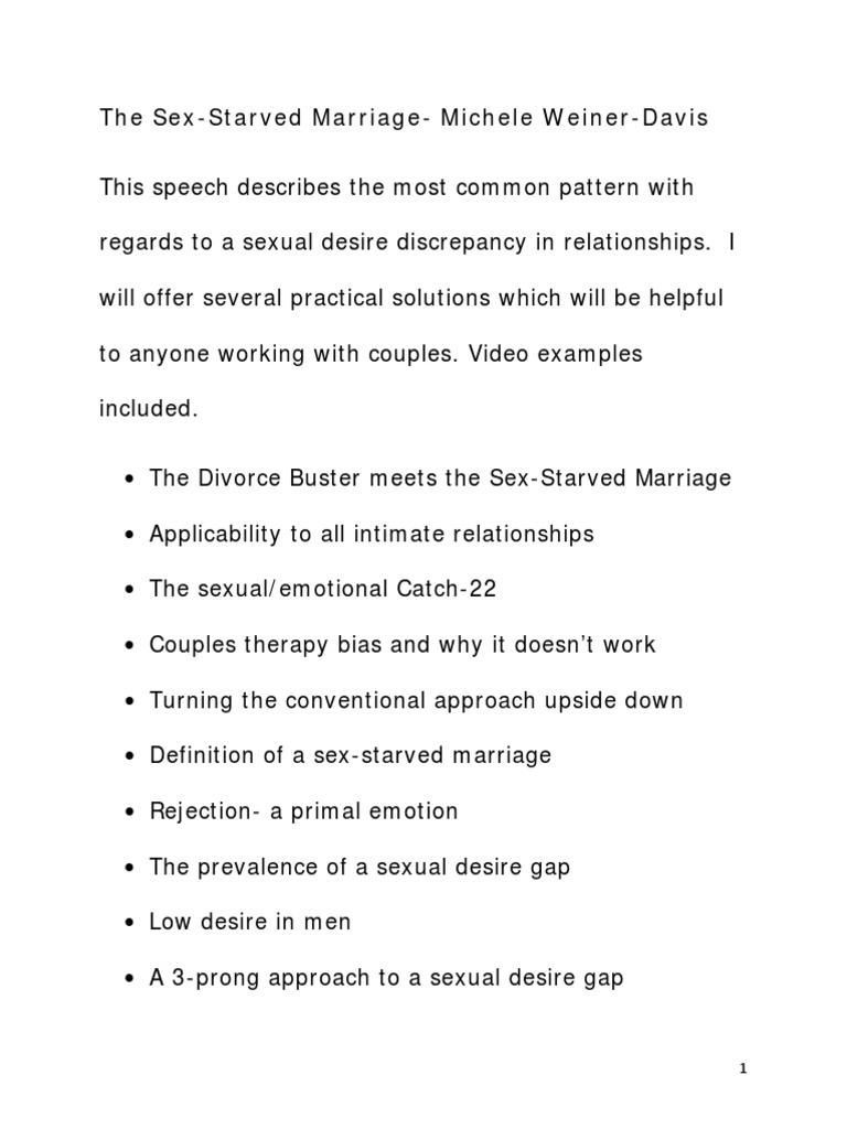 Michele Weiner Davis Sex Starved Marriage Pdf Pdf