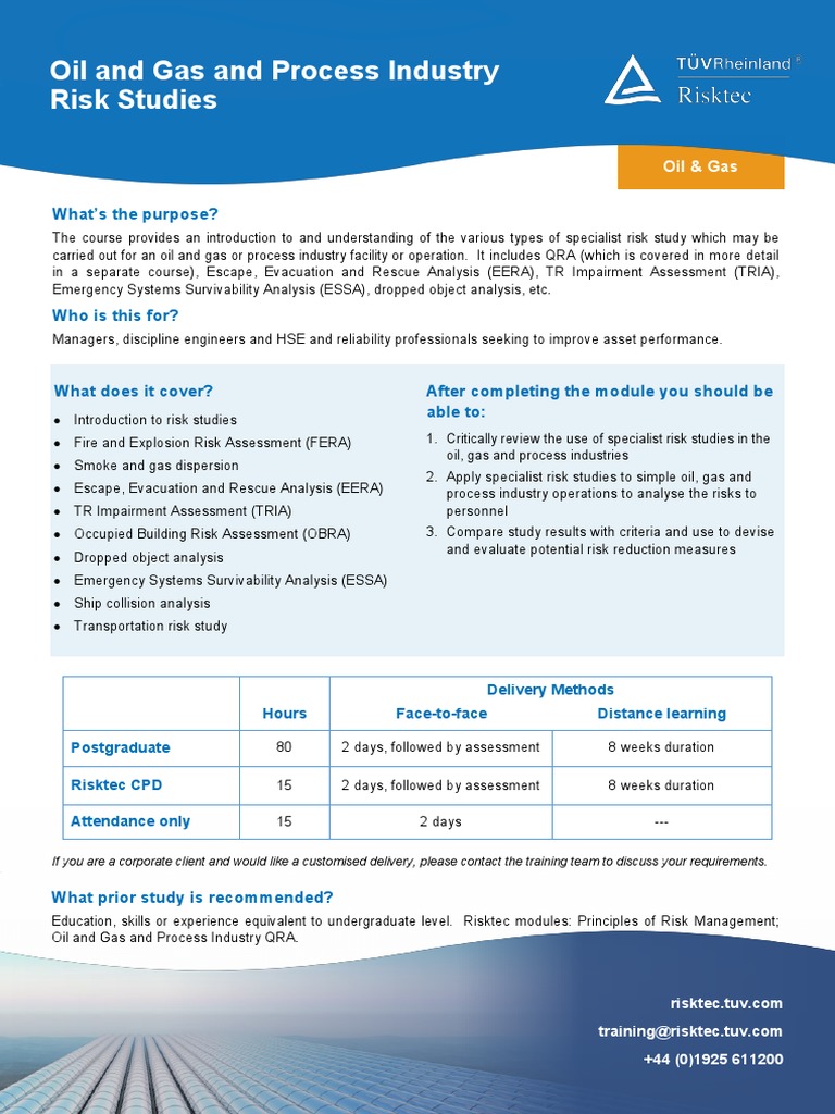 Oil Gas and Process Industry Risk Studies 1.0 PDF | PDF | Risk ...