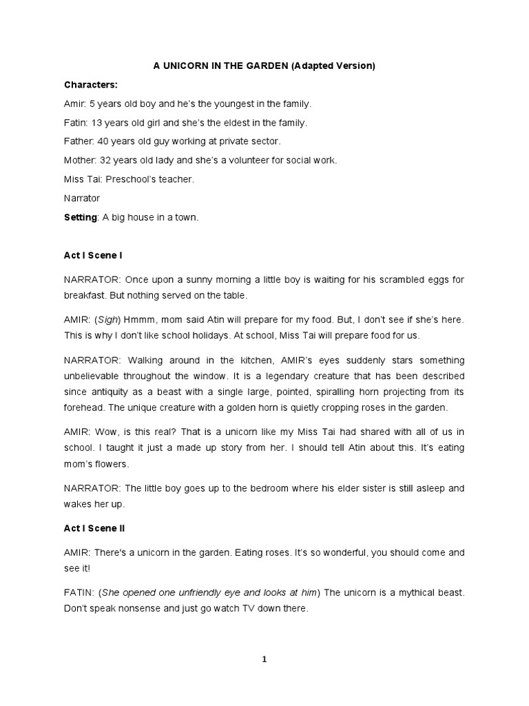 Unicorn Script Adaptation | PDF