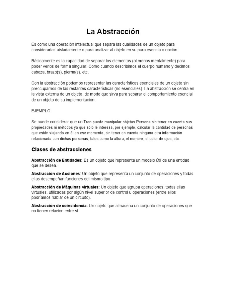 La Abstracción: Clases de Abstracciones | PDF | Objeto (informática ...