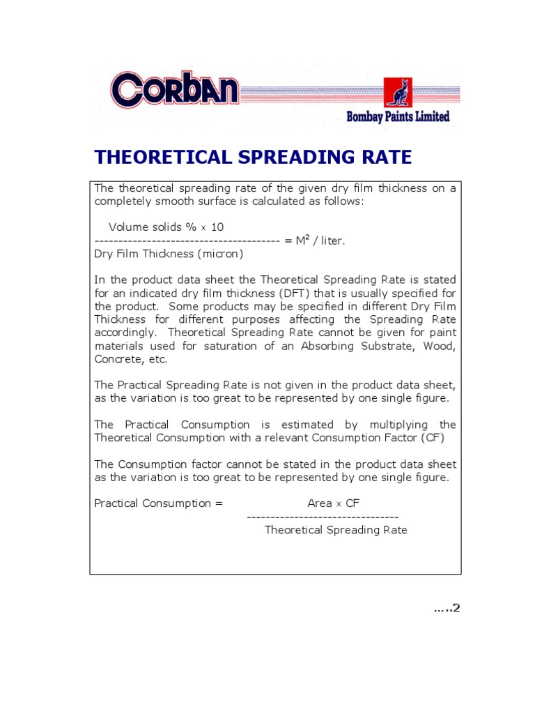 Theoretical Spreading Rate of Paint | PDF | Technology & Engineering