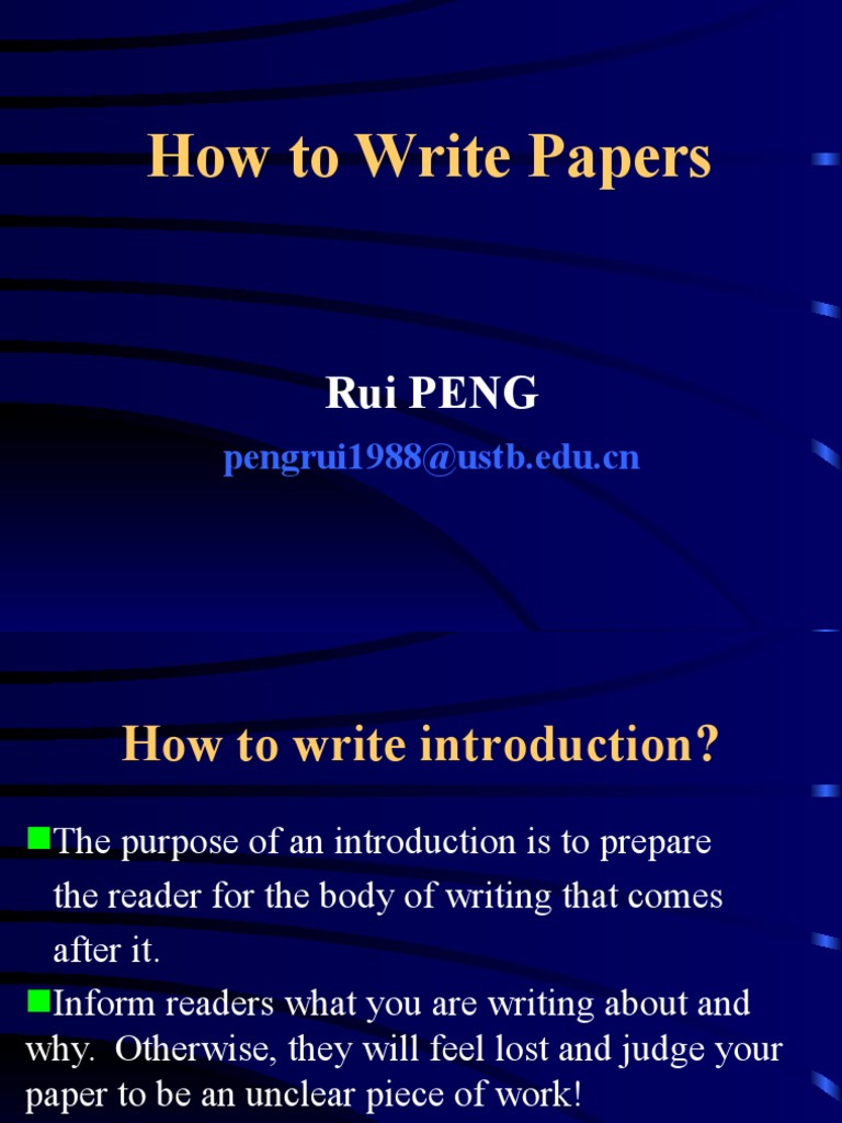 How To Write Papers: Rui Peng | PDF | Essays | Thesis