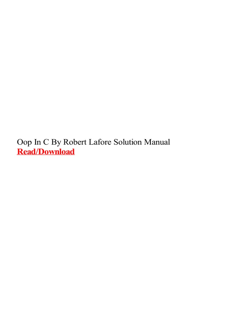 Oop in C by Robert Lafore Solution Manual: Read/Download | PDF | Object Oriented Programming | C++