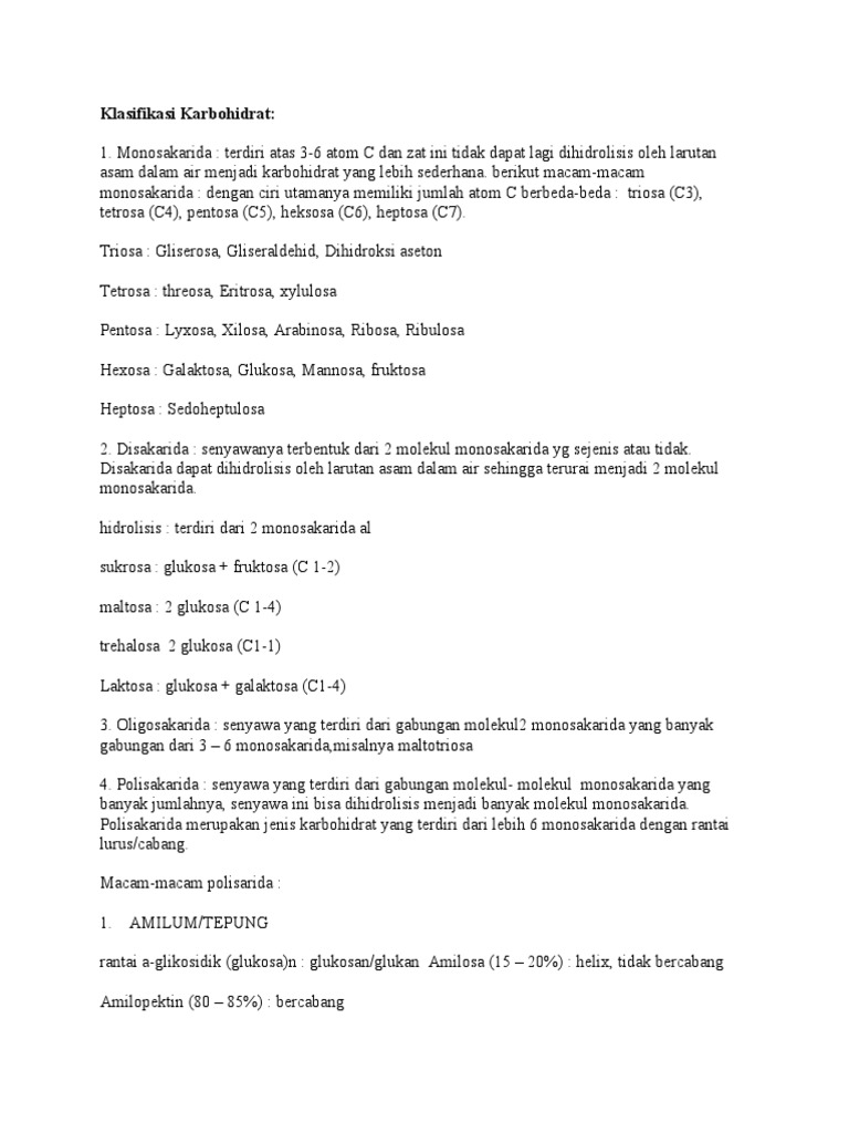 Klasifikasi Karbohidrat | PDF