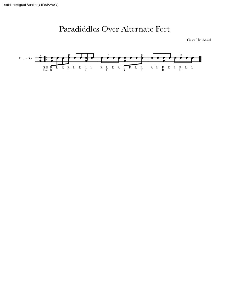 Paradiddles Over Alternate Feet PDF | PDF