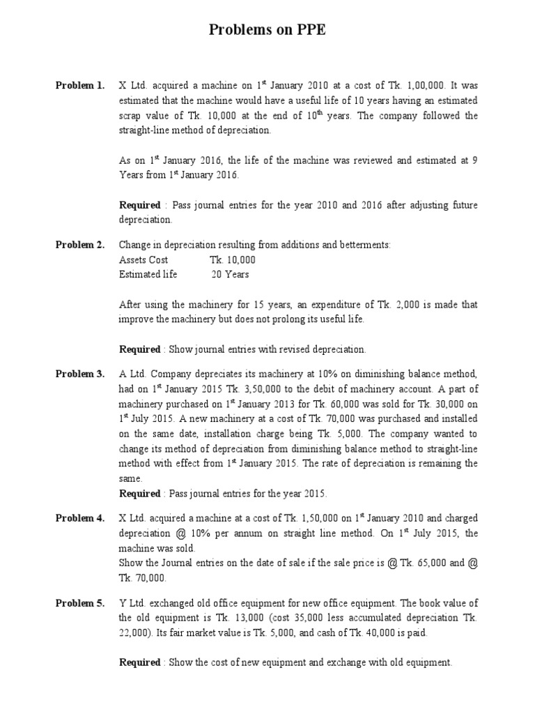 Problems On PPE | Download Free PDF | Depreciation | Corporations