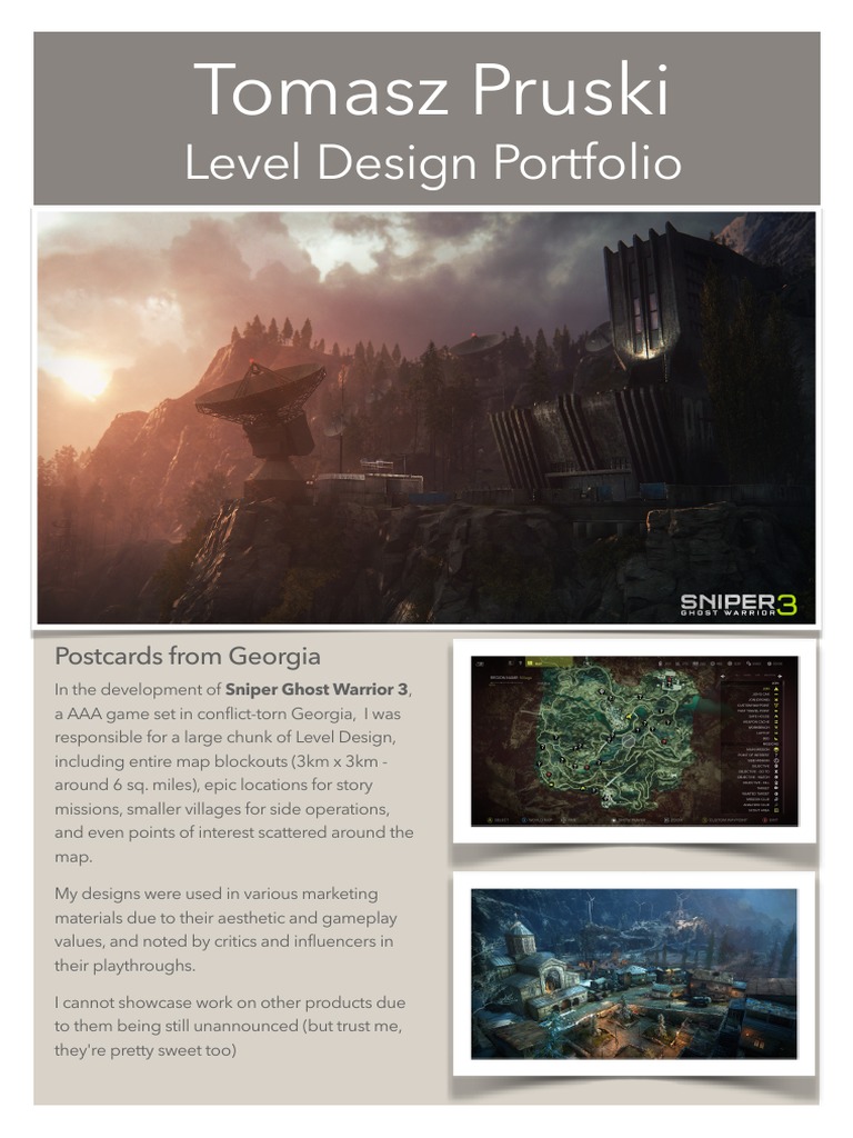 T Pruski Level Design Portfolio | PDF | Video Games | Leisure