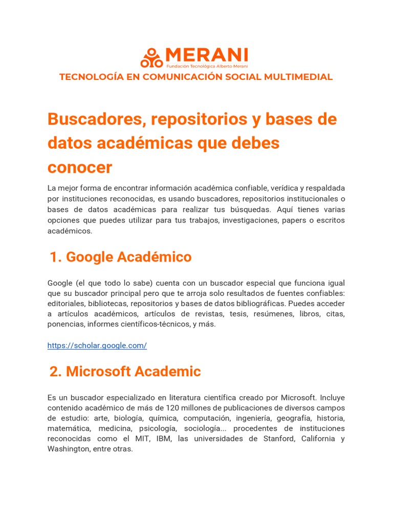 Buscadores, Repositorios y Bases de Datos Académicas Que Debes Conocer ...
