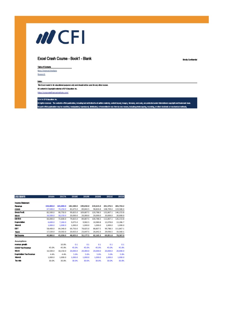Excel Crash Course - Book1 - Blank: Strictly Confidential | Download ...
