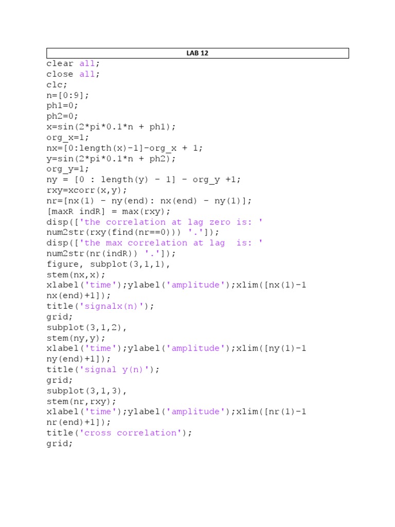 Analysis of Cross Correlation Between Two Signals with Varying Phase ...