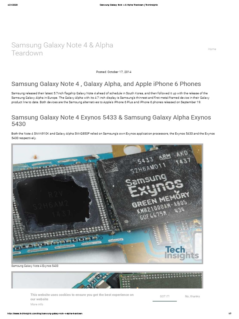 Samsung Galaxy Note 4 & Alpha Teardown - TechInsights PDF | PDF ...